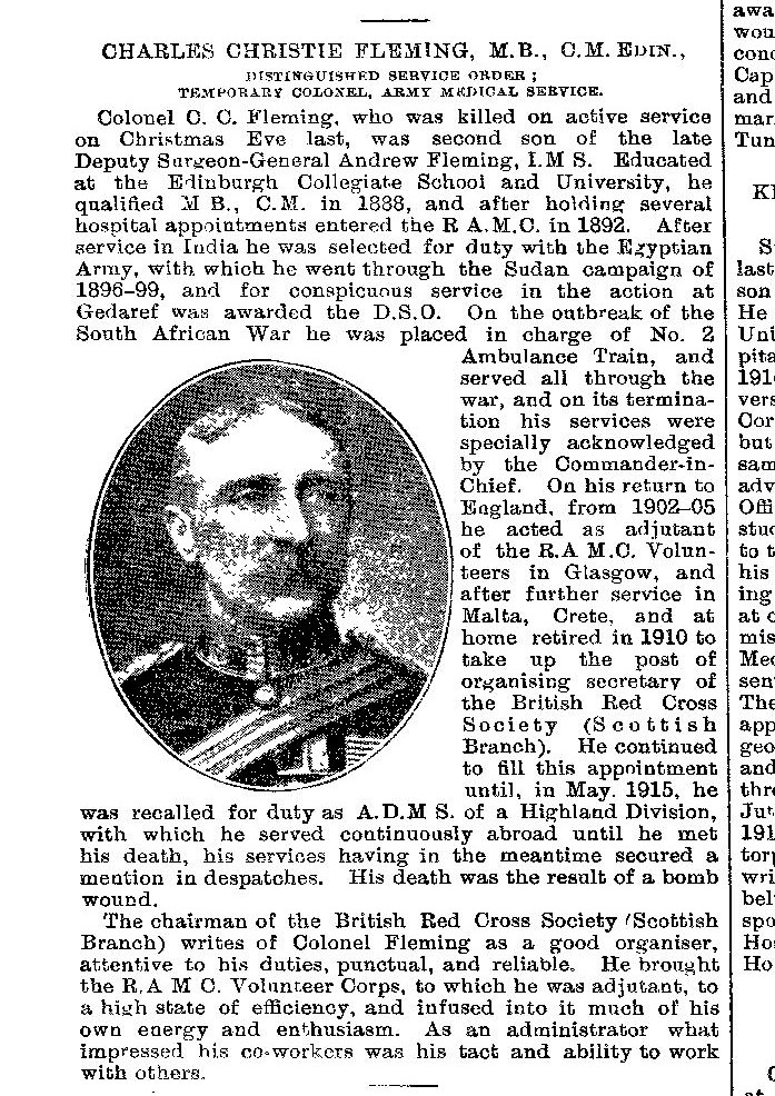 Colonel Charles Christie Fleming – Bathgate Old Times